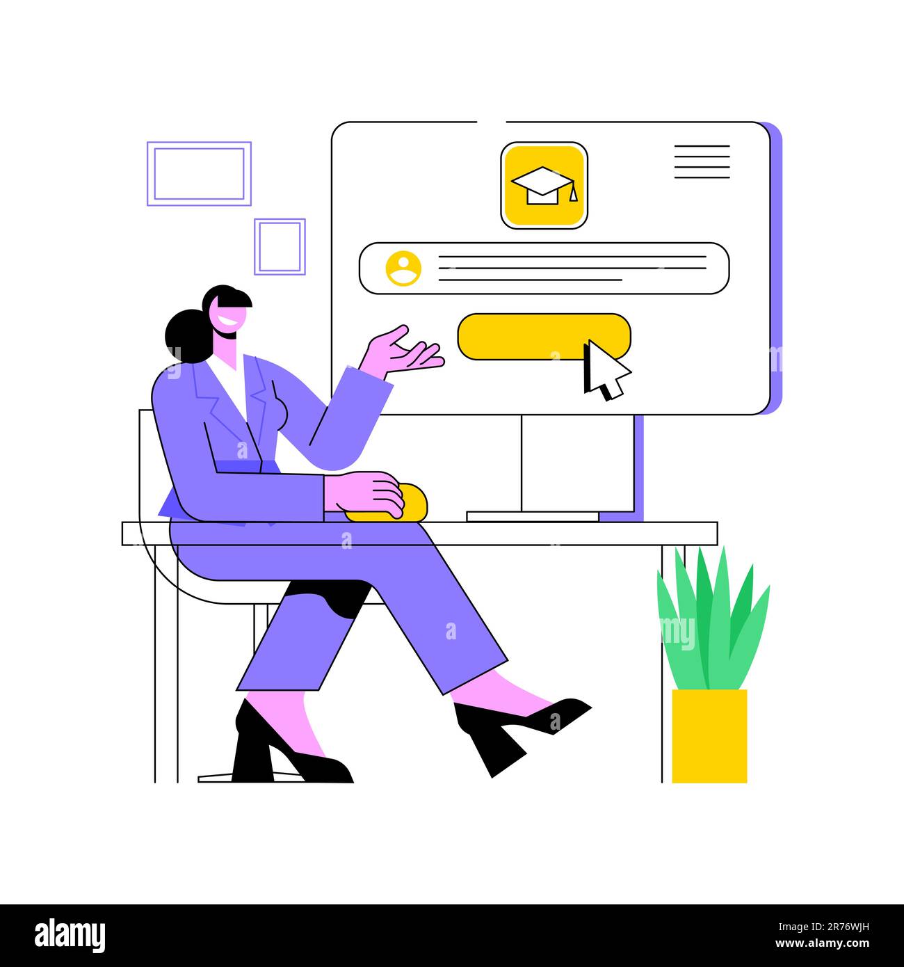 Join class isolated cartoon vector illustrations. Woman joining smart ...