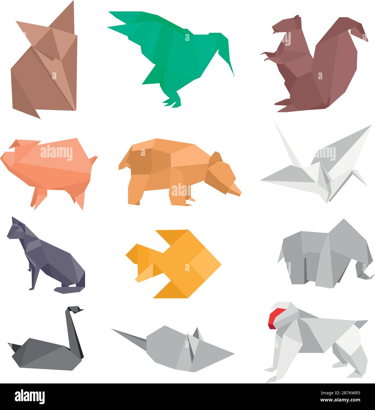 origami-style illustrations of different animals Stock Vector Image ...
