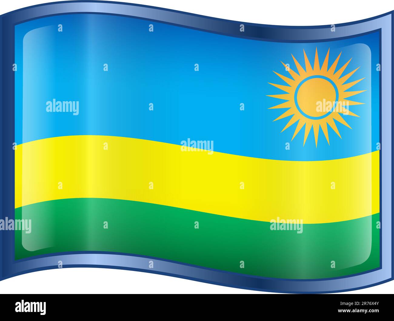 Rwandan flag icon, isolated on white background Stock Vector Image ...