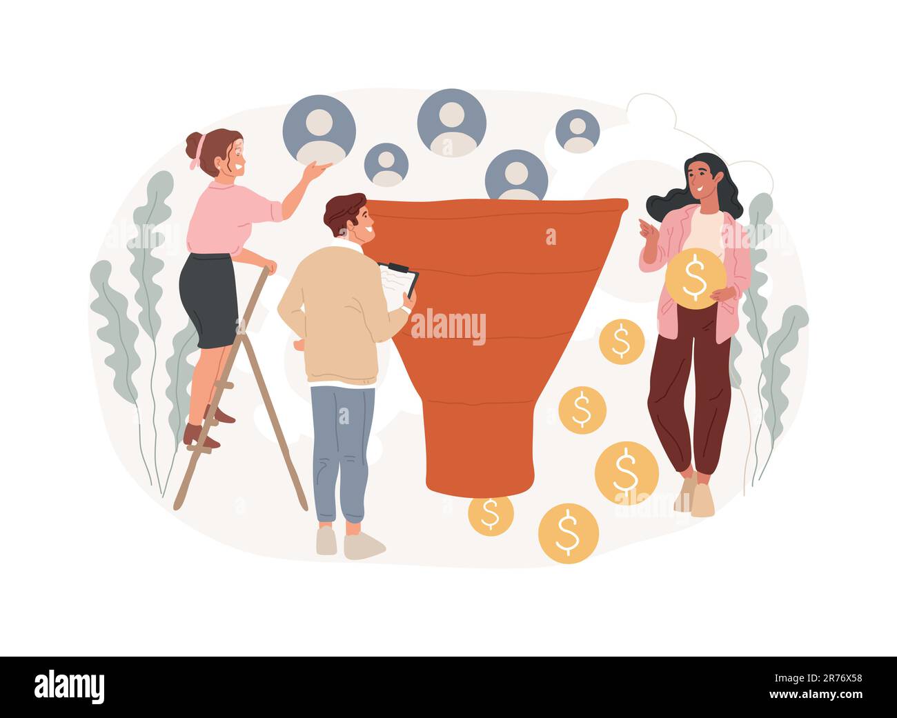 Sales funnel management isolated concept vector illustration. Product ...