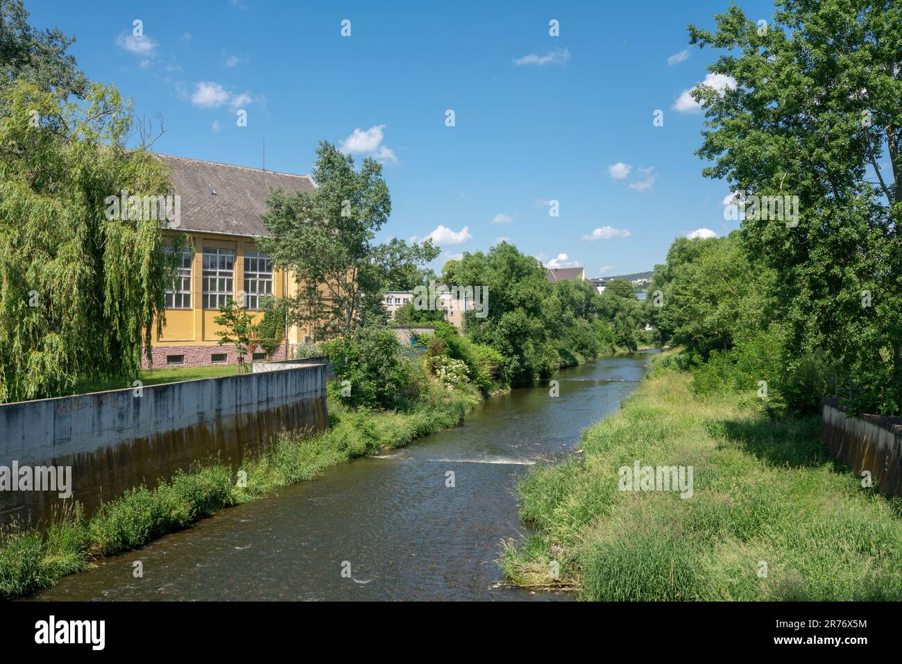 Litavka river, a tributary of Berounka, near its end in the town of ...