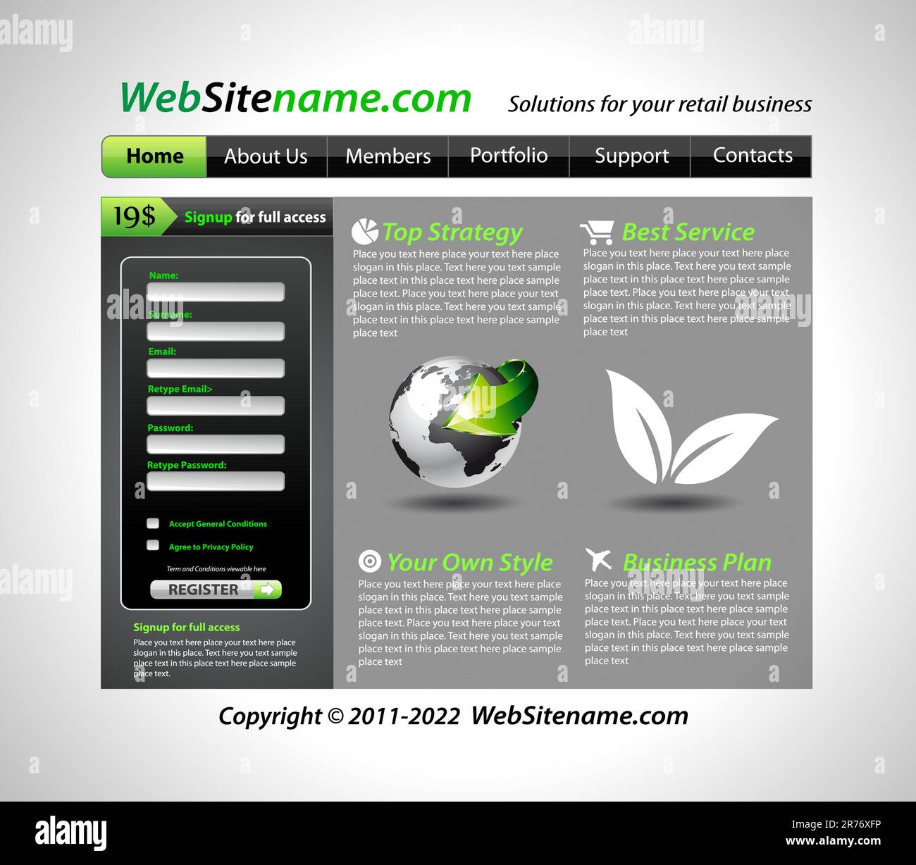 Business GREEN eco themed website template Stock Vector Image & Art - Alamy