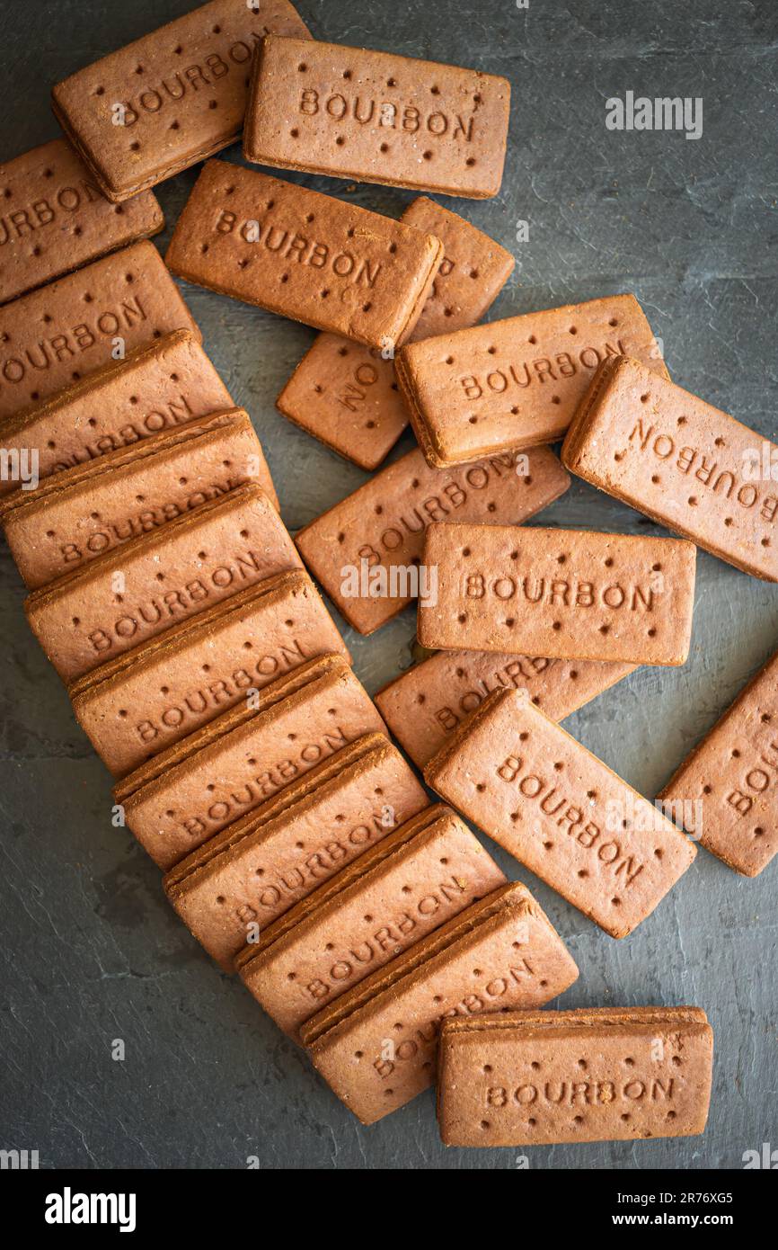 Bourbon Cream Sandwich Biscuits Stock Photo - Alamy