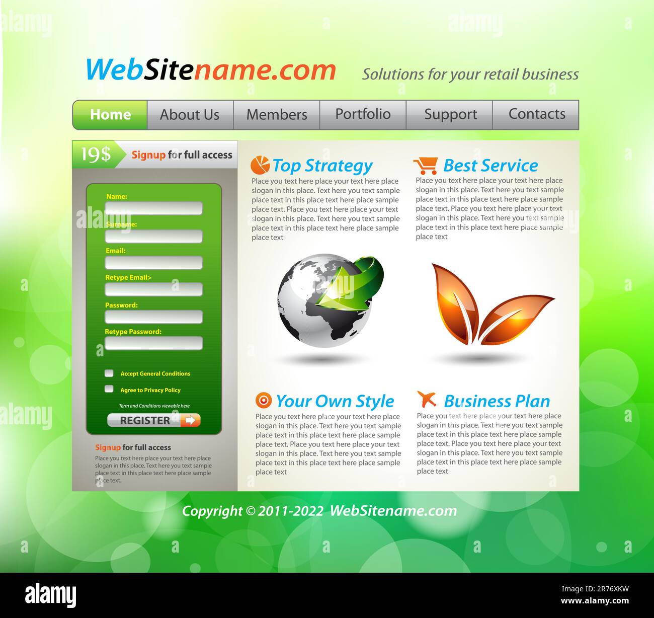 Environment Style WebSite Business Template with accurate Globe ...