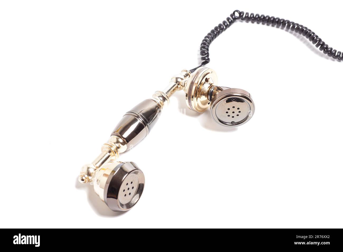 Vintage telephone receiver isolated on white background Stock Photo - Alamy