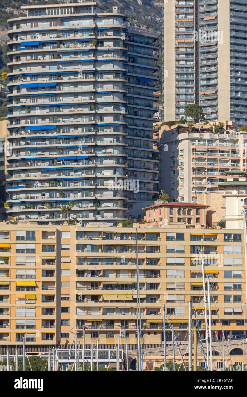 Many Residential Skyscrapers Buildings in Monaco at Sunny Winter Day ...