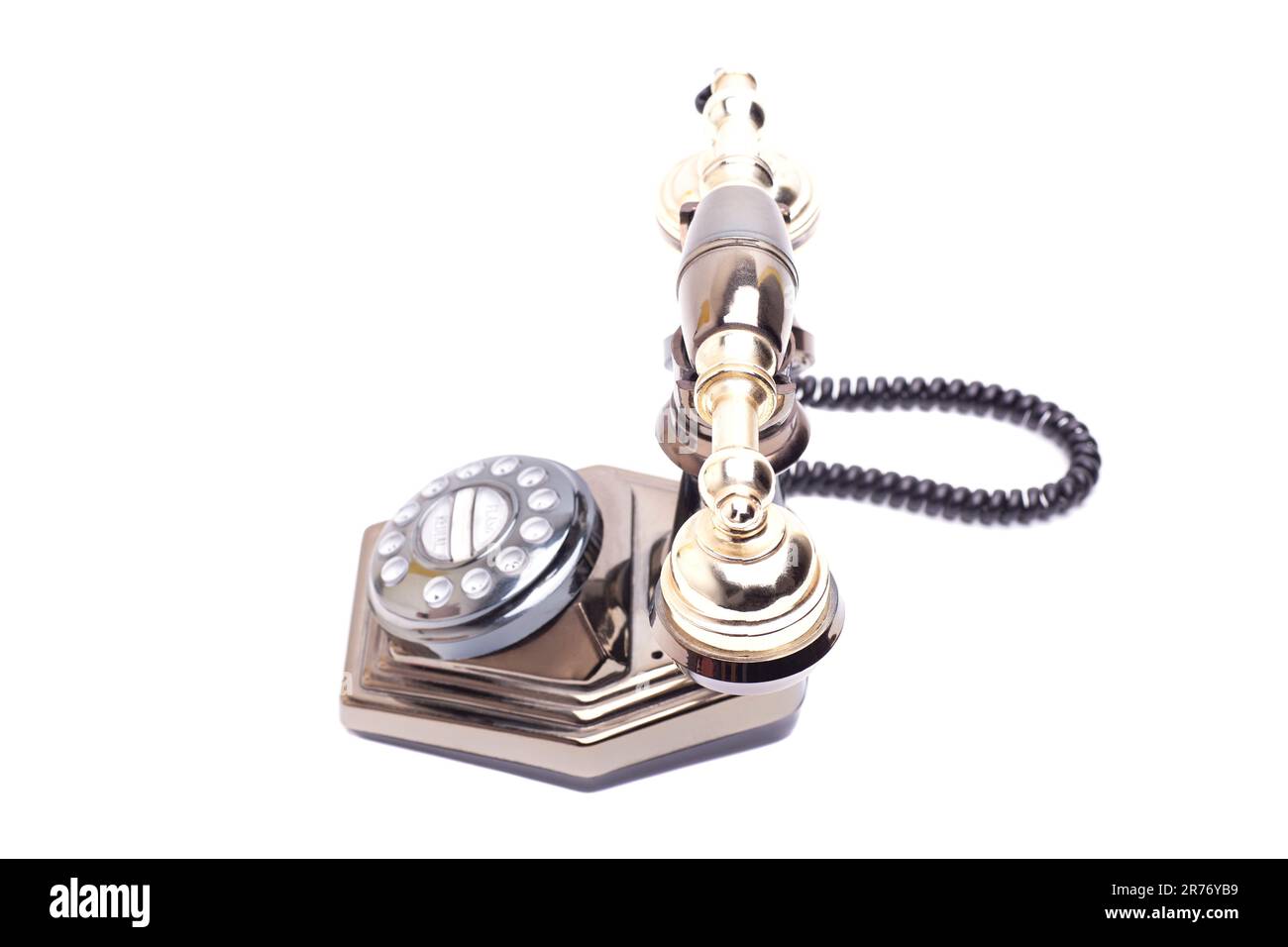 Vintage telephone isolated on white background Stock Photo - Alamy