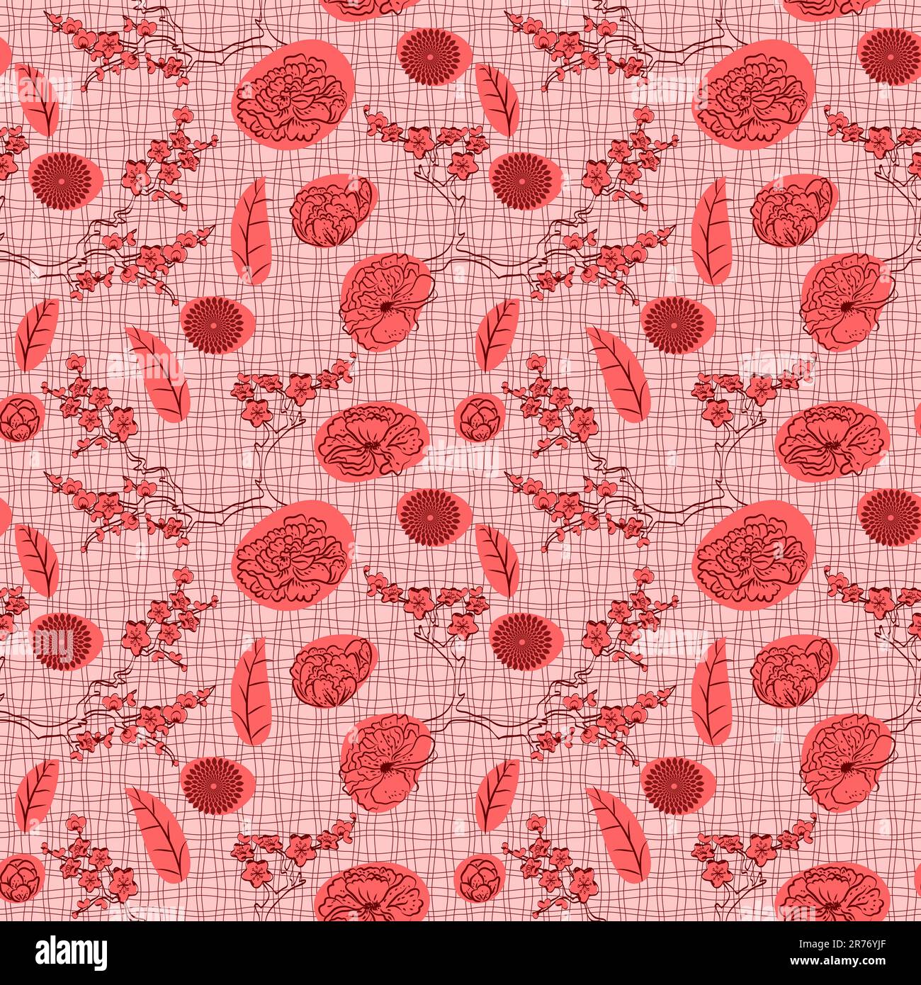 vector seamless background with vintage flowers. japanese style ... vector seamless background with vintage flowers. japanese style ...