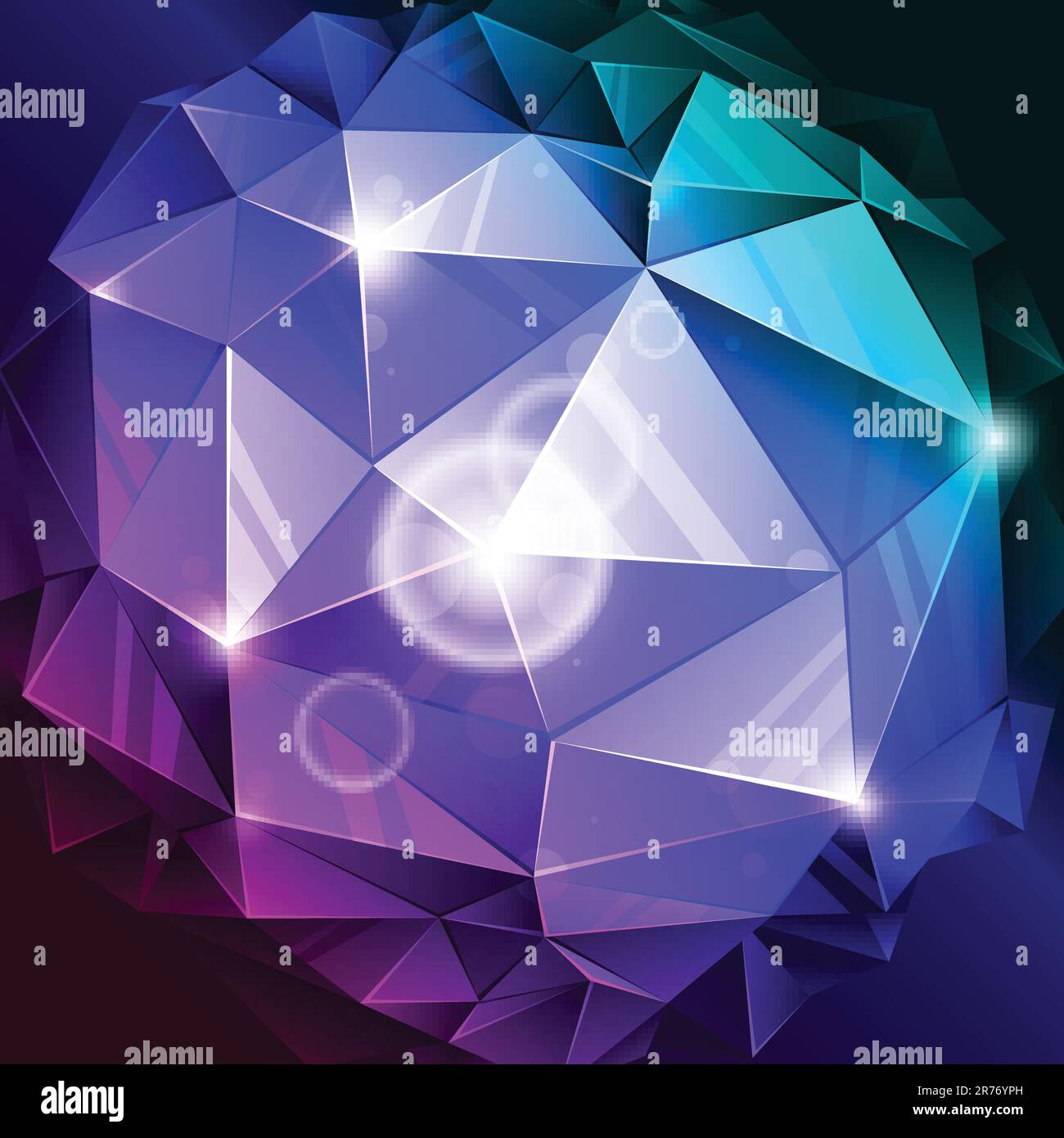 vector rumpled abstract sphere with blue and lilac colors Stock Vector ...