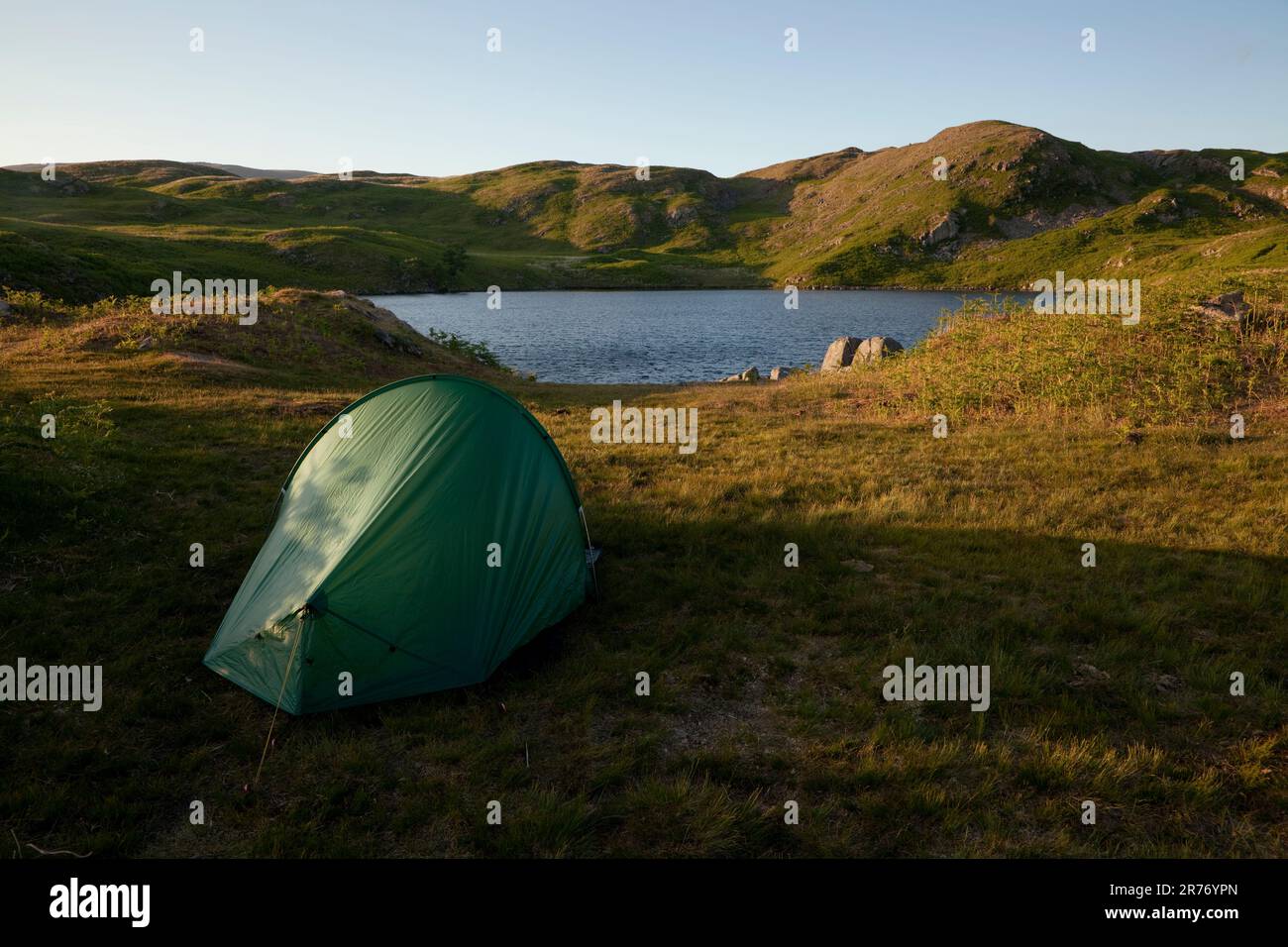 A tent pitched near Blea Tarn above Eskdale in the English Lake ...