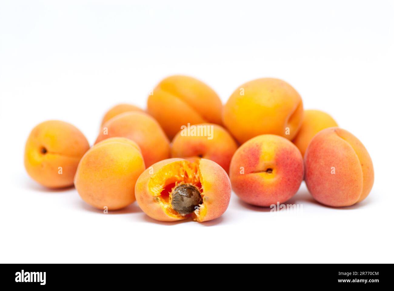 Ripe yellow organic juicy apricots Cut Out Stock Images & Pictures - Alamy