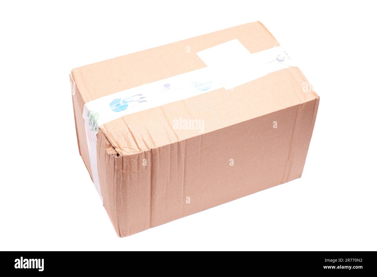 Cardboard box sealed with tape isolated on white background Stock Photo ...