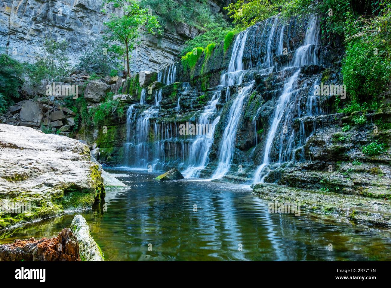 A beautiful waterfall amongst rocks. Nature background Stock Photo - Alamy