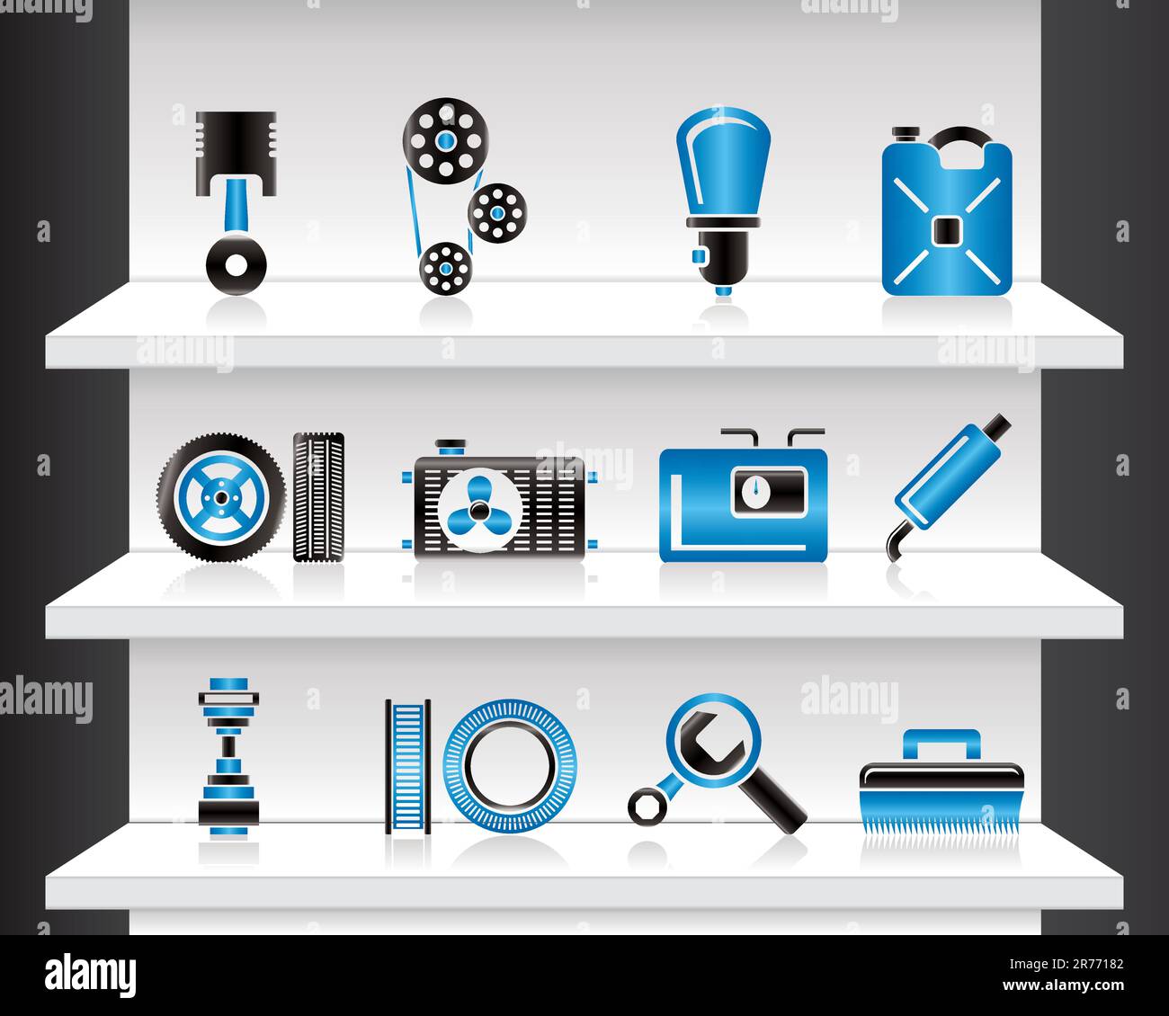 Shelf with Car Parts - Vector Illustration Stock Vector Image & Art - Alamy