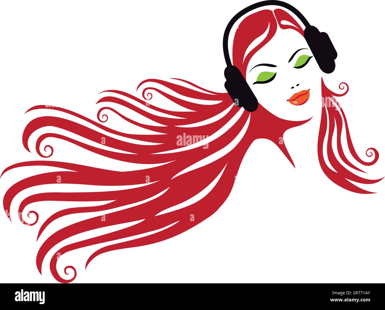 Female headphones phone Stock Vector Images - Alamy