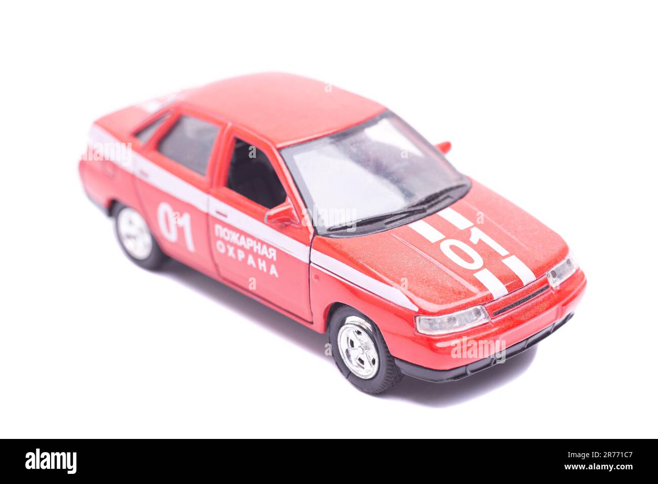 Fire car toy isolated on white background English translation: fire ...