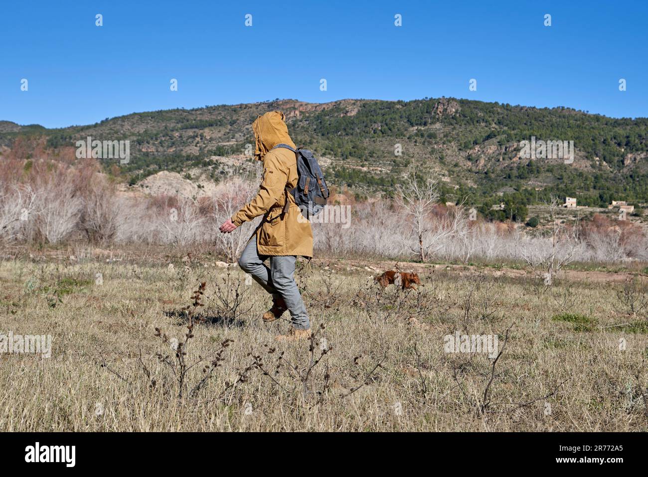 A landscape of the mountains near the old town of Domeno with a person ...