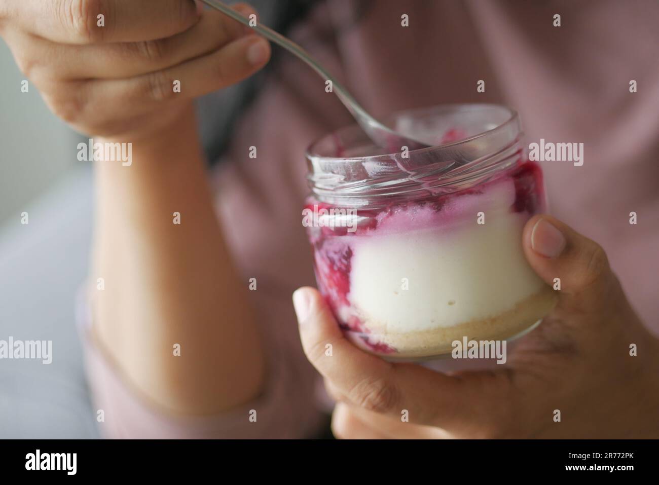 Spoon pick strawberry cheese hi-res stock photography and images - Alamy
