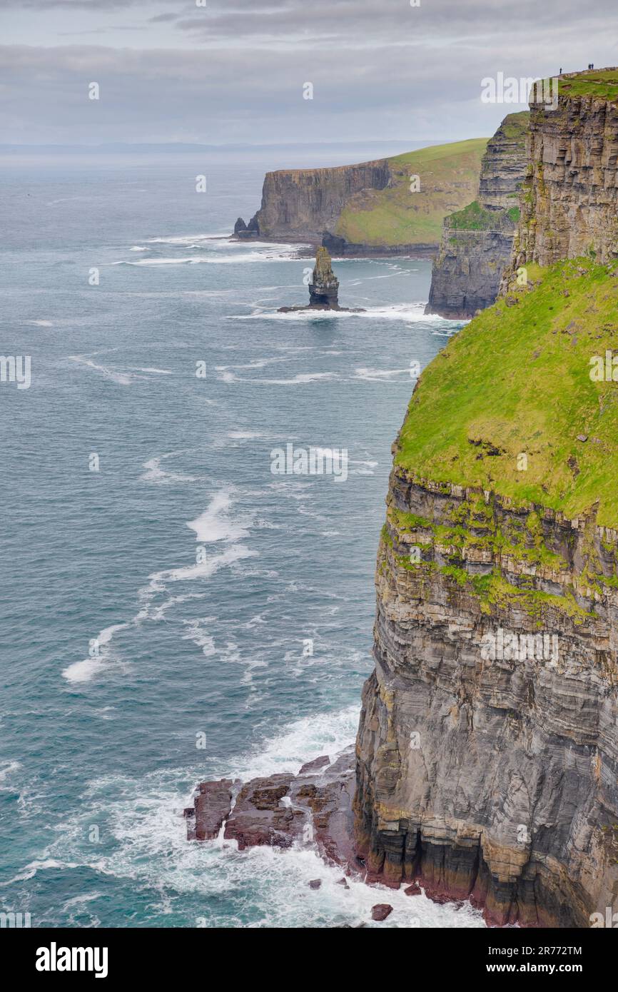 View over cliff line of the Cliffs of Moher in Ireland Stock Photo - Alamy