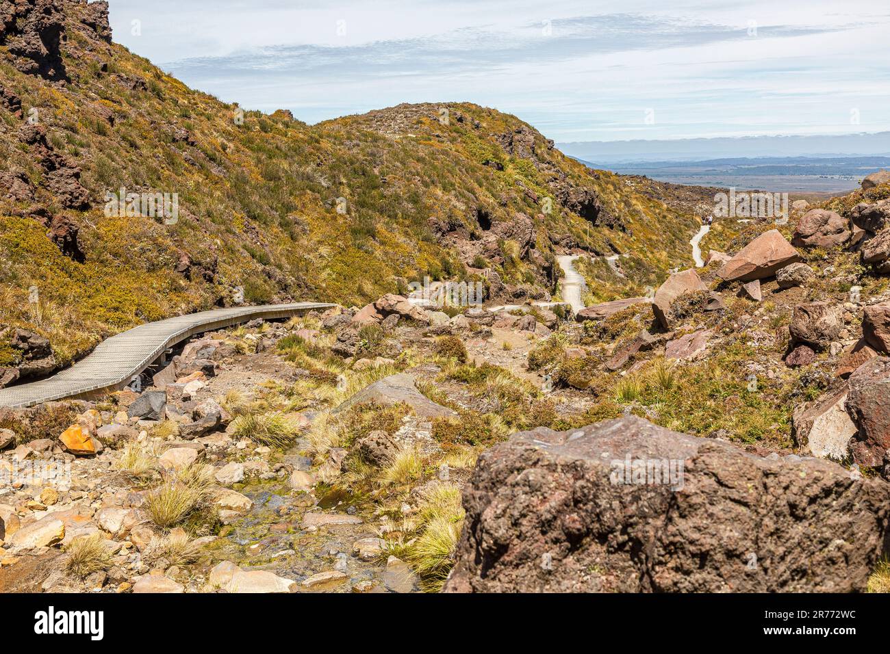 Picture of hiking trail in Tongariro National Park on northern island ...