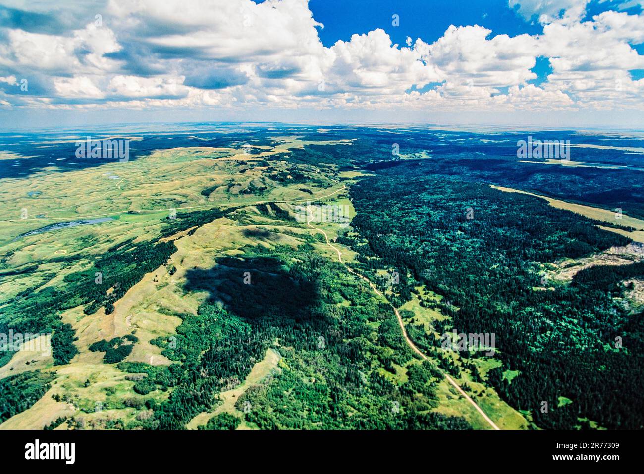 Aerial of Cypress Hills Interprovincial Park, Alberta, Saskatchewan ...