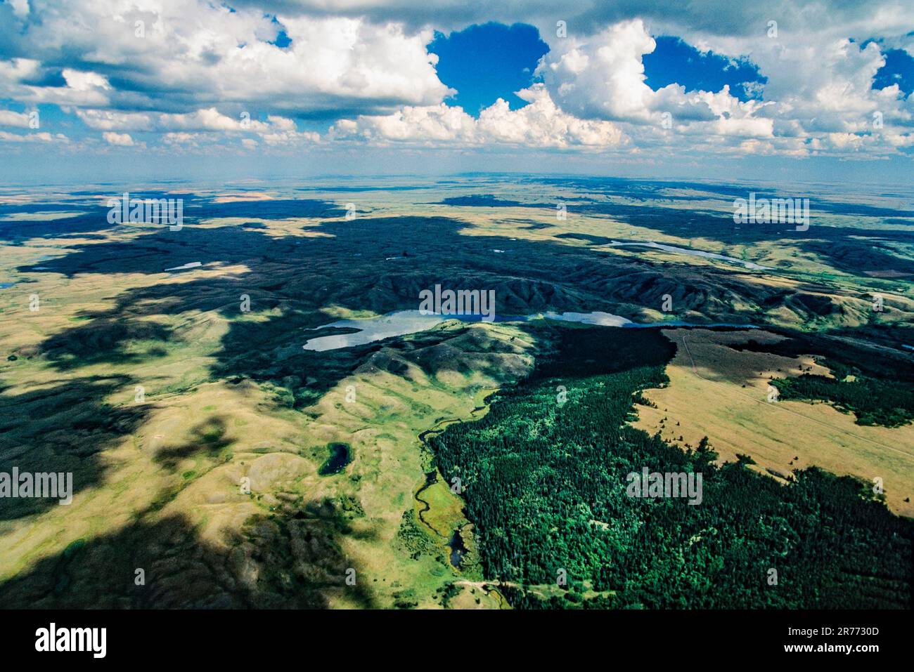 Aerial of Cypress Hills Interprovincial Park, Alberta, Saskatchewan ...