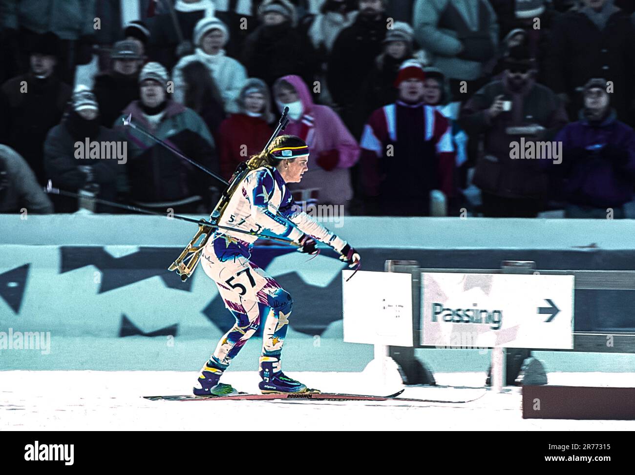 Beth Coats (USA) competing in the Women's biathlon 15 km individual ...
