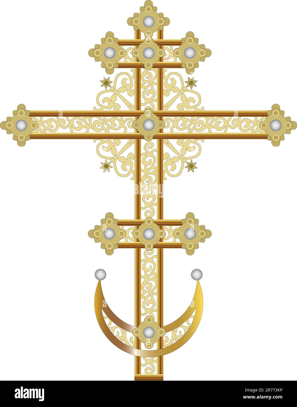 Ornate cross with crescent, vector illustration Stock Vector Image ...