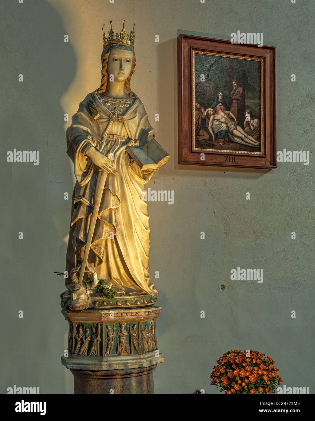 the 15th century statue of Saint Catherine kept inside the church in ...