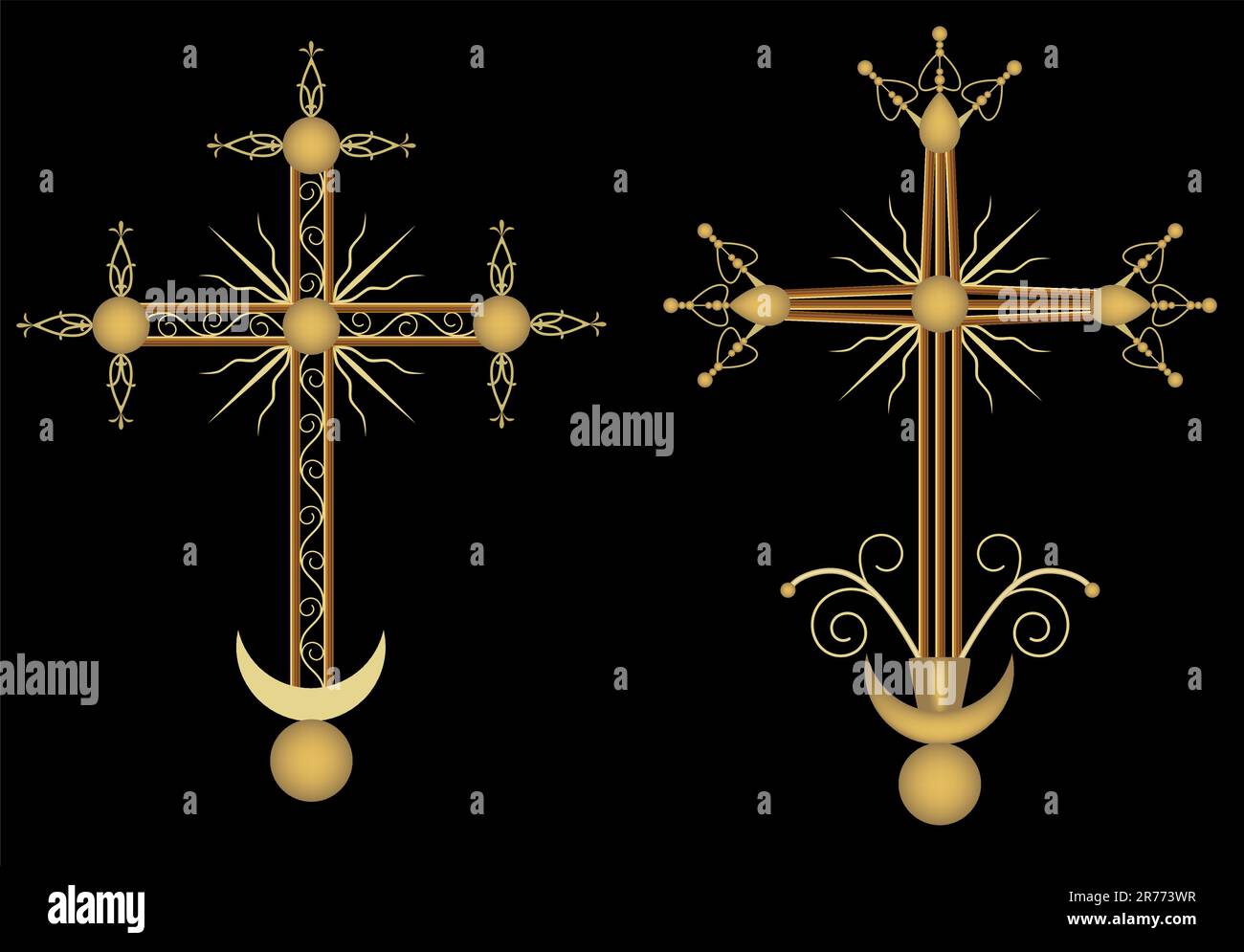 Two crosses on black background, vector illustration Stock Vector Image ...