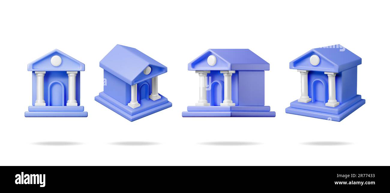 3D Bank Building Set Isolated Stock Vector Image & Art - Alamy