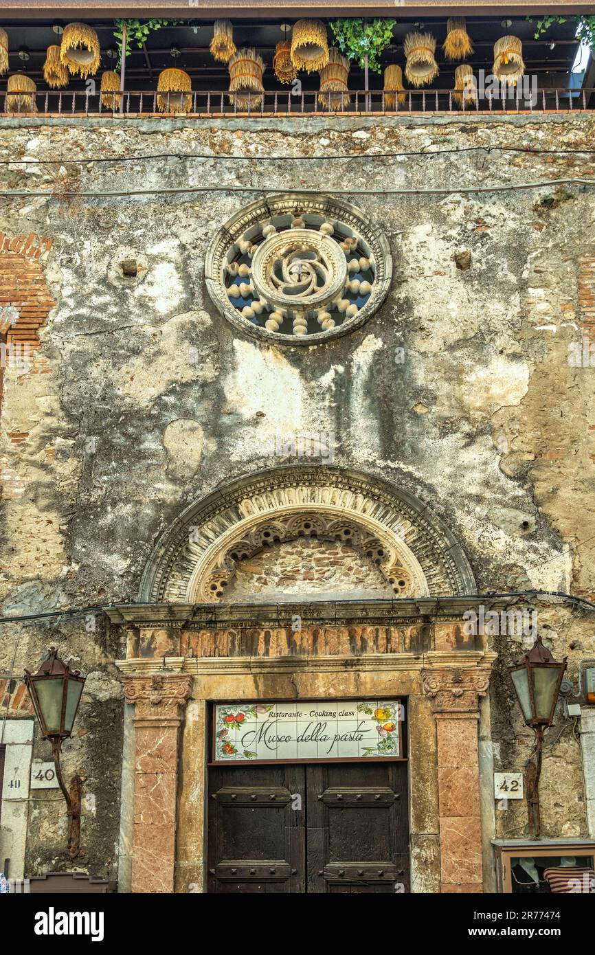 The facade and entrance of the pasta museum in the former Santa Maria ...