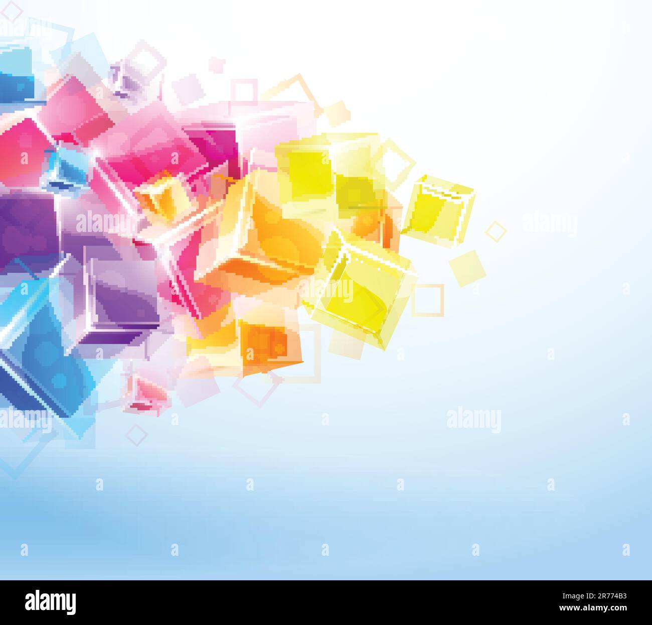 3d bright abstract background with transparent cubes - vector ...