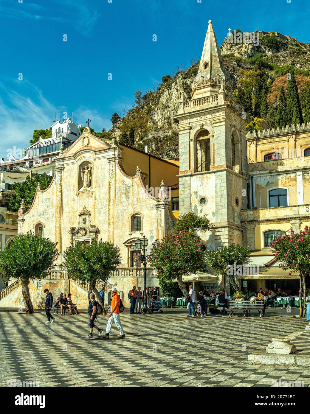 The facade of the church of San Giuseppe overlooks the historic Piazza ...