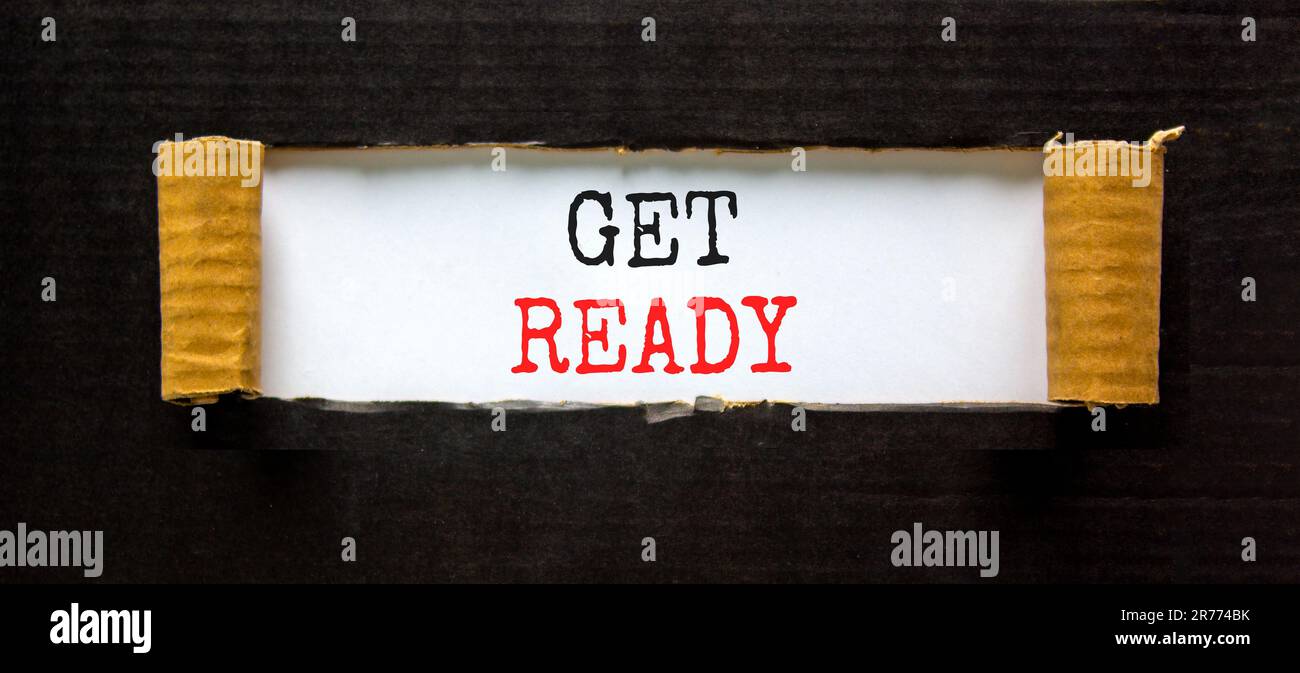 Get ready symbol. Concept words Get ready on beautiful white paper on a ...