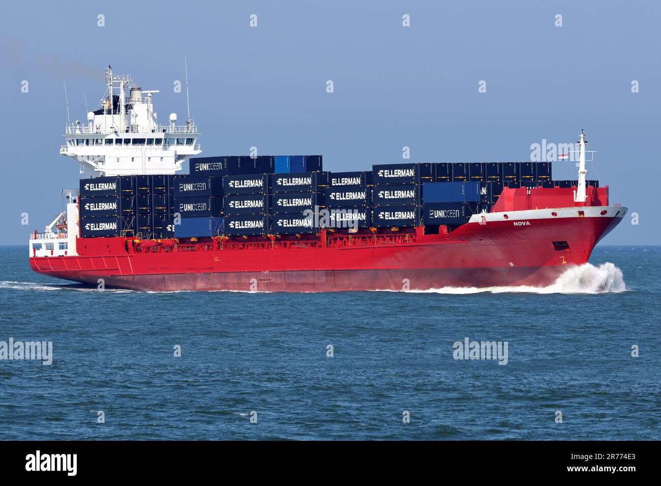 The feeder ship Nova arrives in the port of Rotterdam on April 15, 2023 ...