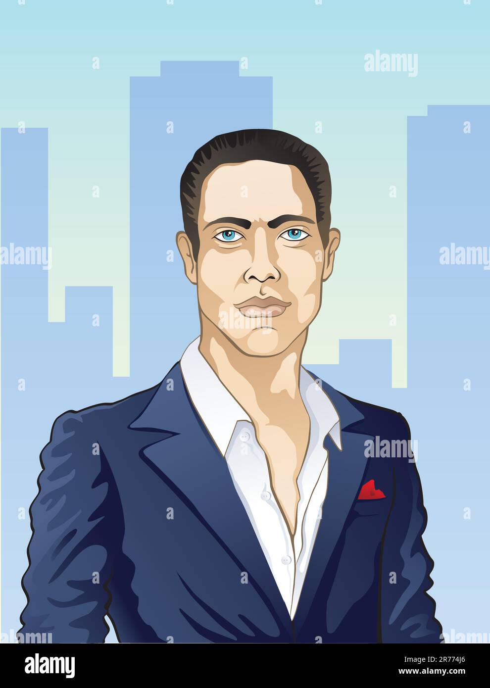 Man in a suit with an unbuttoned shirt in the city Stock Vector Image ...