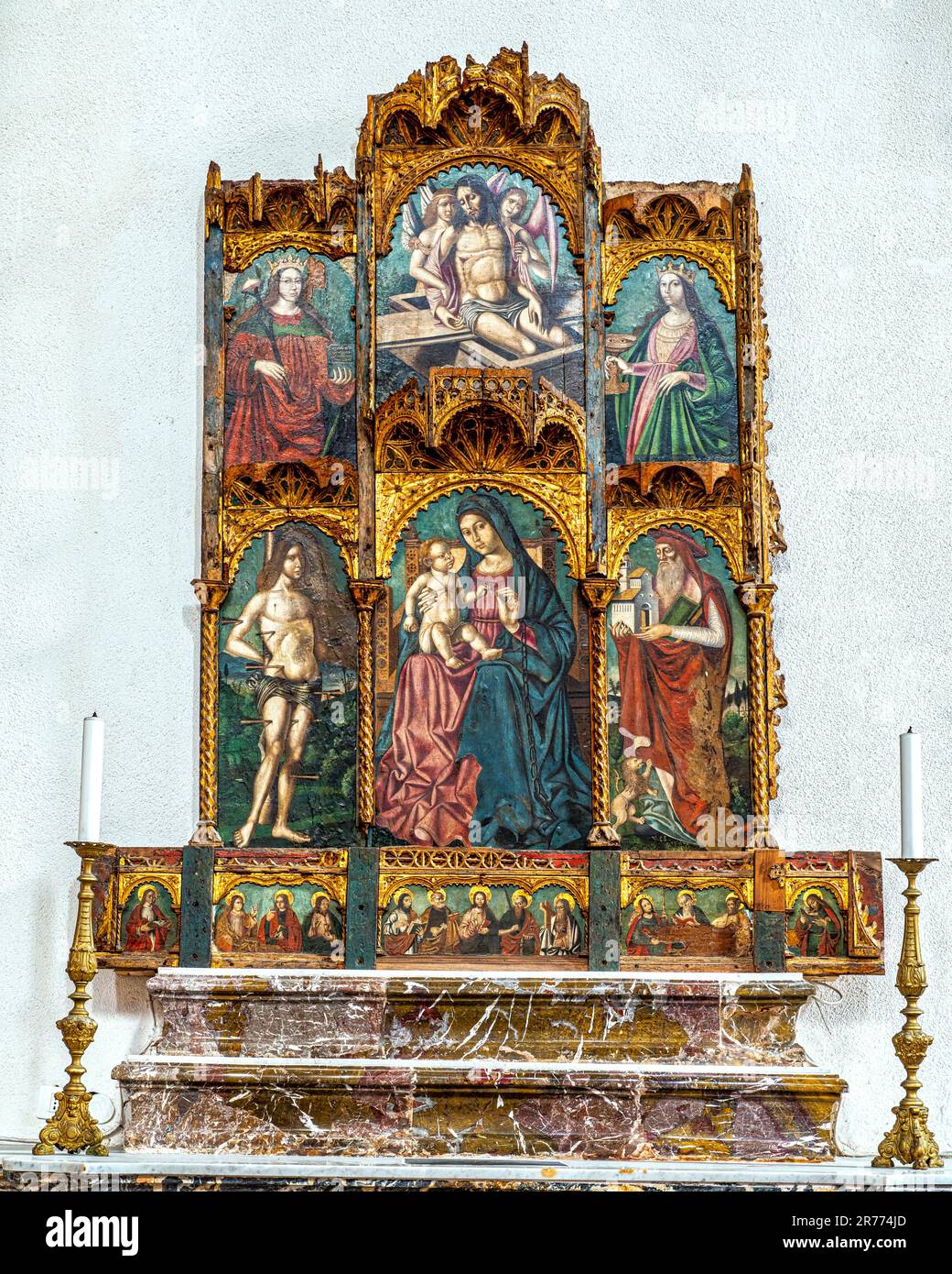Polyptych by Antonello de Saliba made up of six tables inserted in a ...