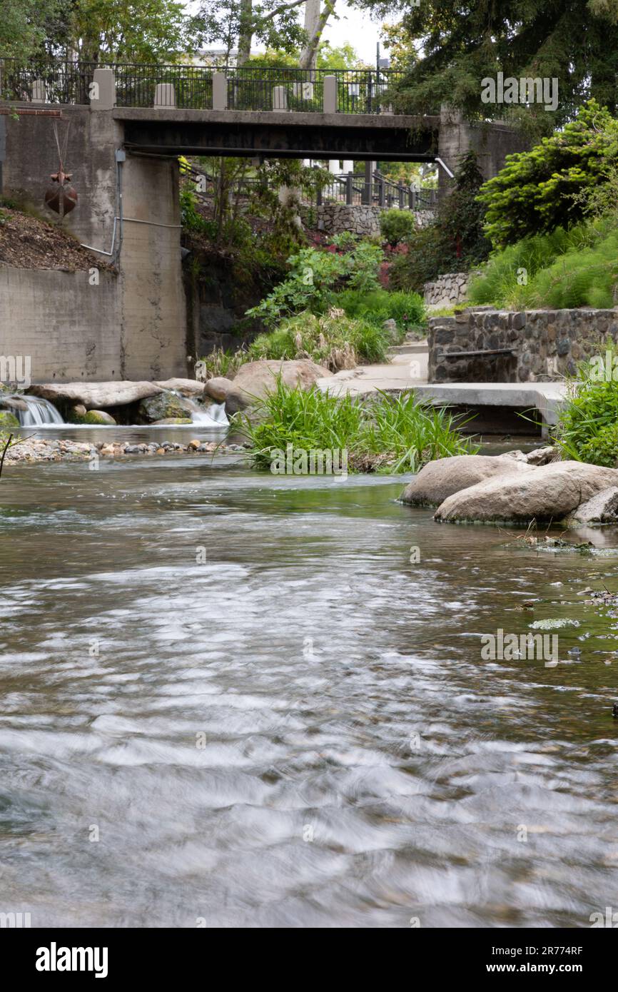 Stream flowing under a bridge in downtown San Luis Obispo Stock Photo ...