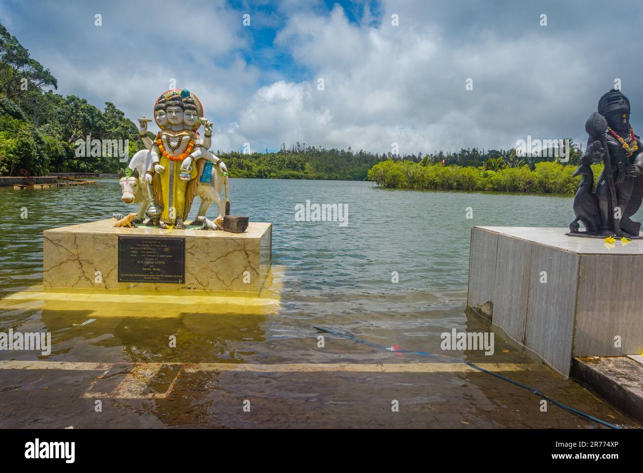 Mauritius, January 2020 - Statue of Hindu deities at Grand Bassin lake ...