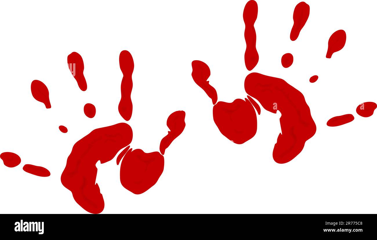 Print of two hands of blood-red color on white background - a vector ...