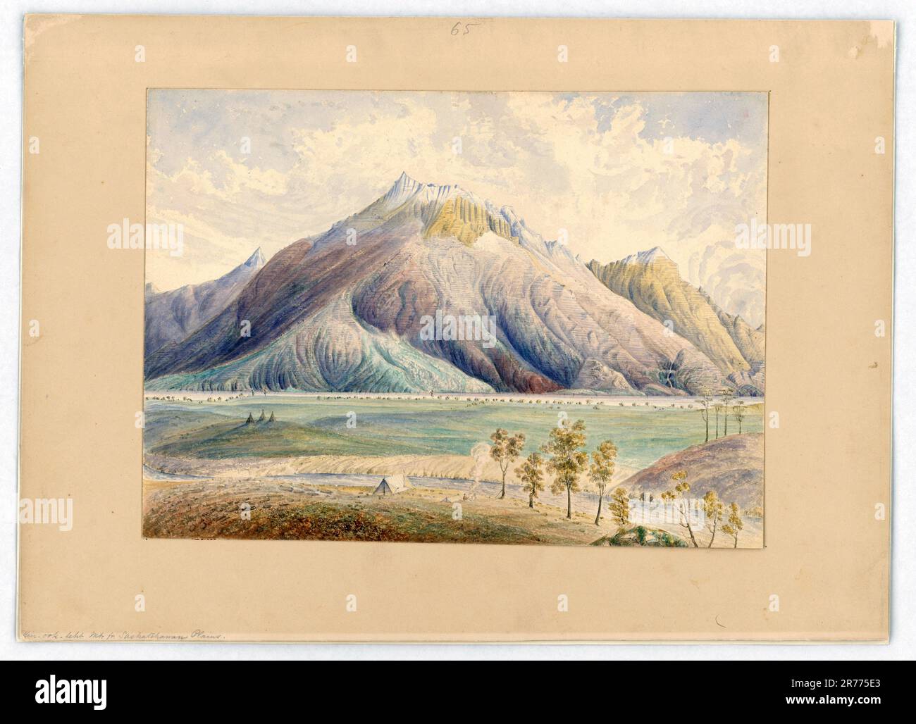 Kin-ook-leht mt. fr. Saskatchawan Plains. Camp on stream near Waterton ...