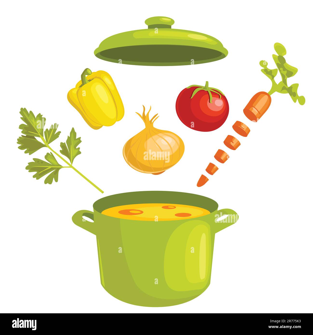 Vegetable soup with ingredients, vector illustration Stock Vector Image ...