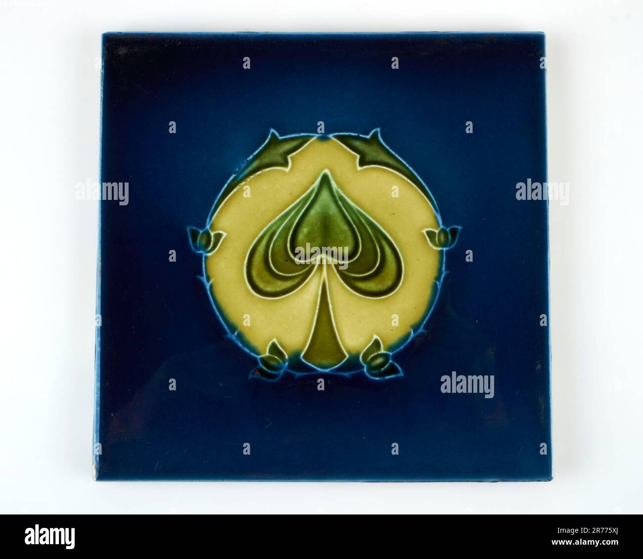 Antique 1900s English Art Nouveau Rhodes Tile Co. pink spade pottery ...