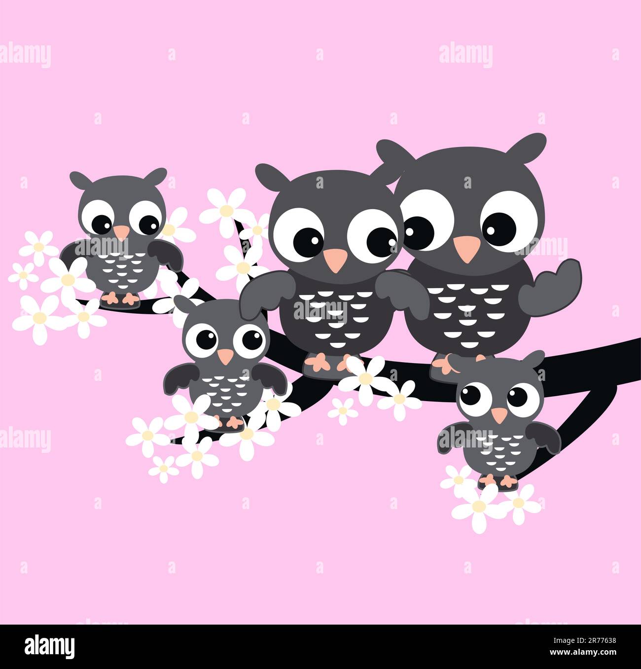 Owl in a tree art Stock Vector Images - Alamy