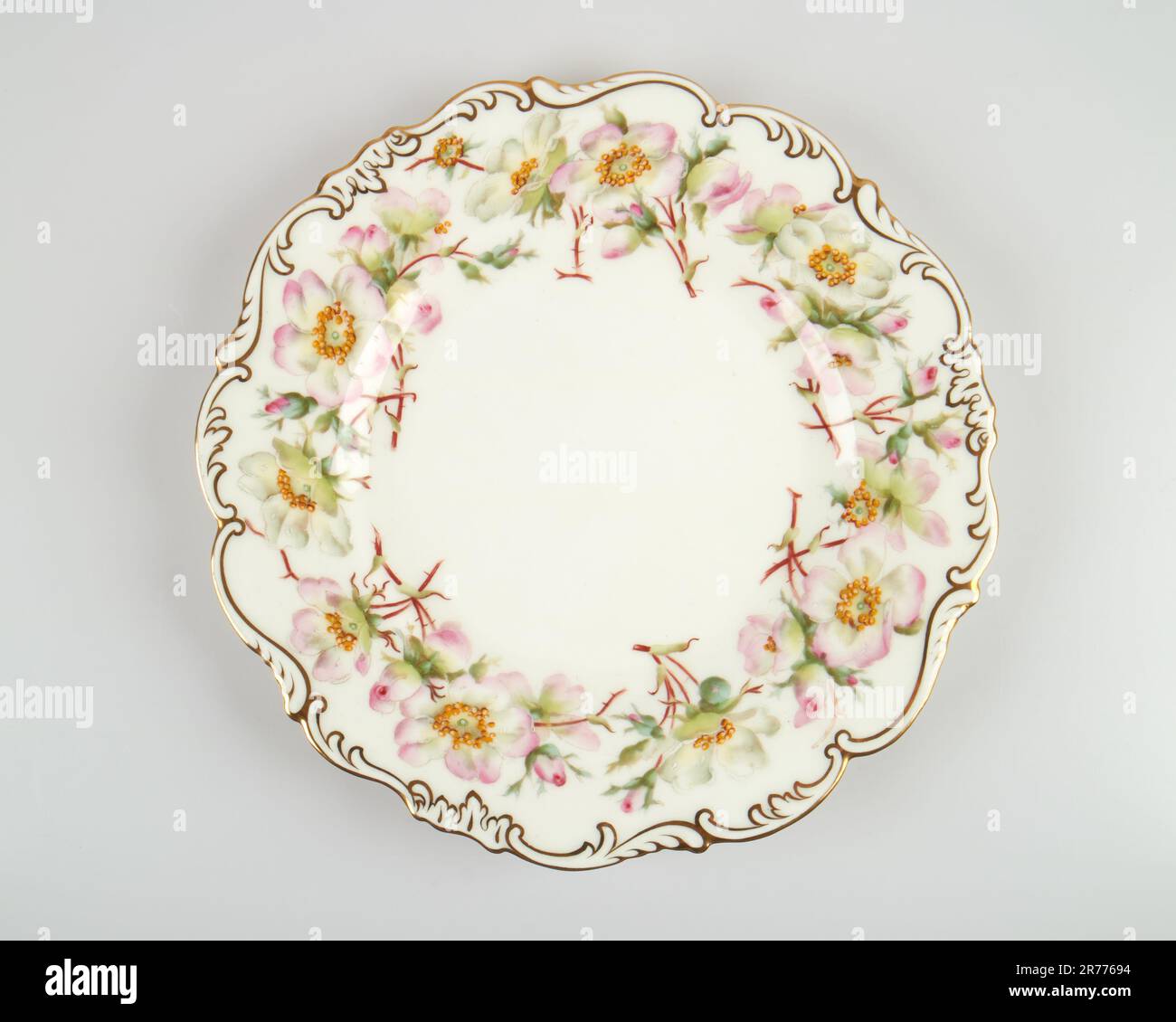 Antique 1910s Cauldon wild rose porcelain plate Stock Photo - Alamy