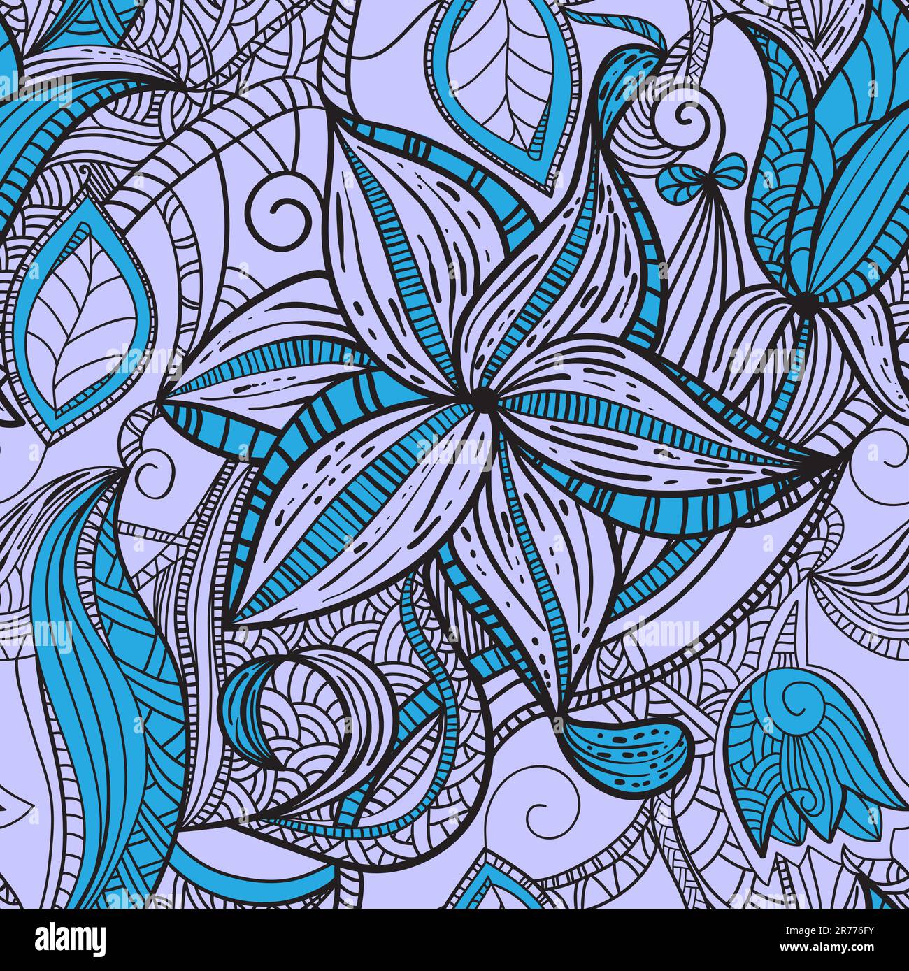 vector seamless hand drawn floral patterns, clipping masks Stock Vector ...