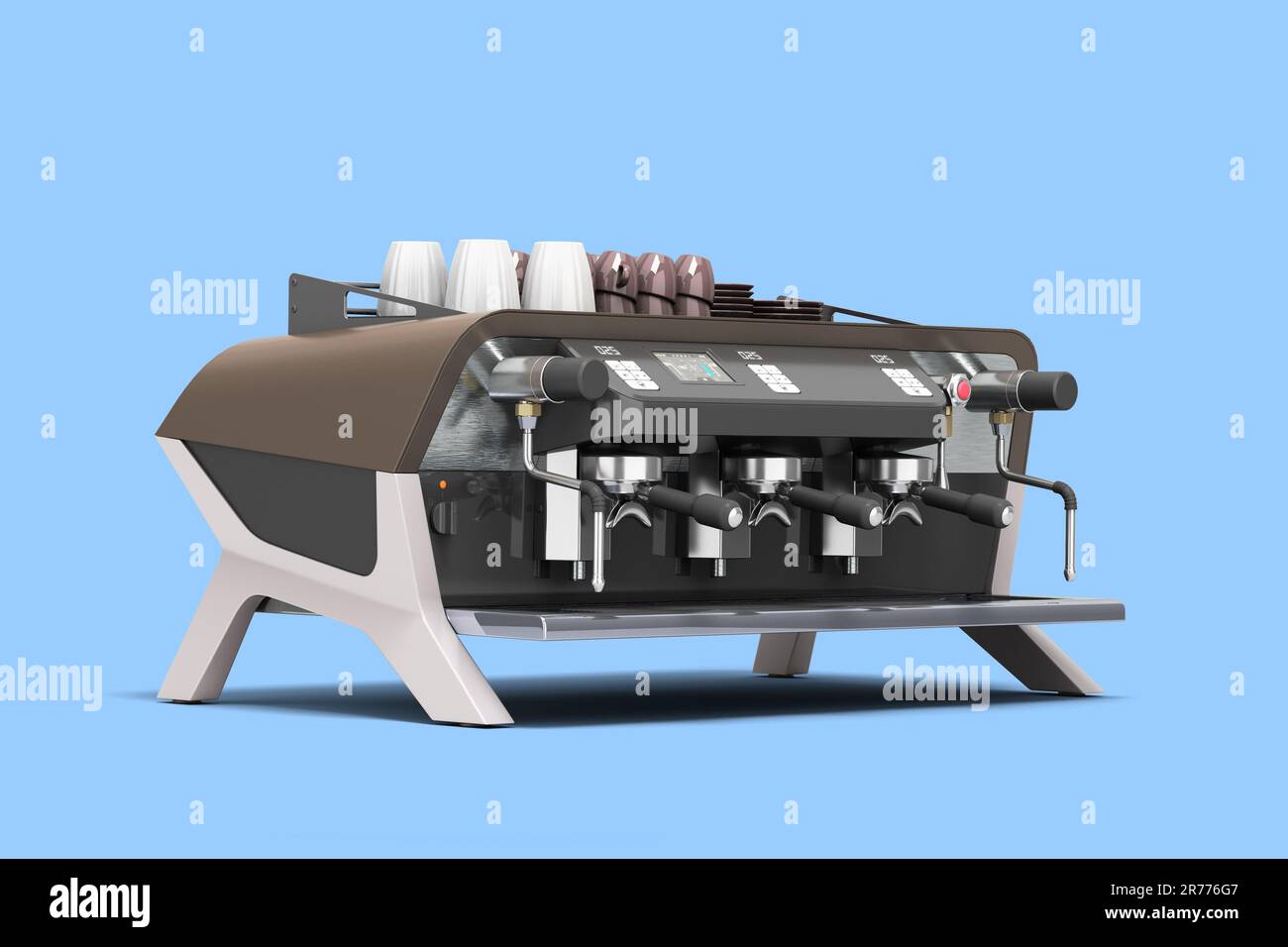 new professional coffee machine perspective view 3d render on blue ...