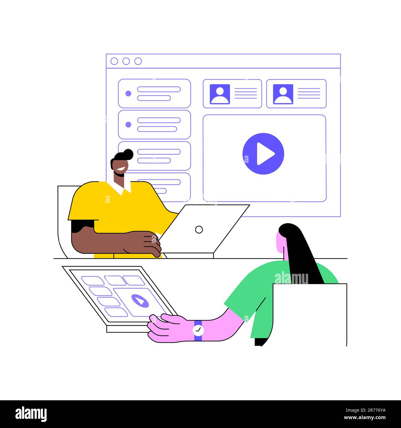 Workspace isolated cartoon vector illustrations. Group of diverse ...