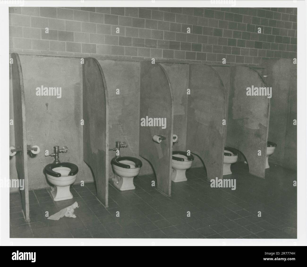 Farmville High School Boys' Toilet. This item is a photograph of a boys ...